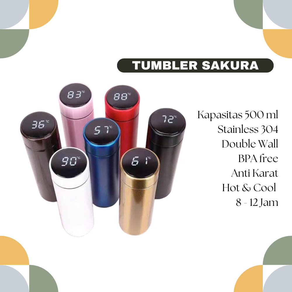 Jual Tumbler - Termos LED Suhu Stainless Doff - Karet 500 ML | Shopee ...