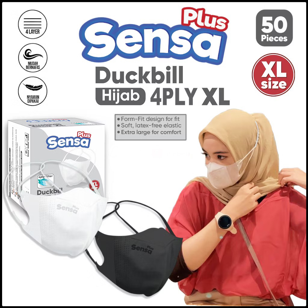 Jual Masker Duckbill Sensa Plus Hijab XL 4ply 1 Box Isi 50pcs - KS ...