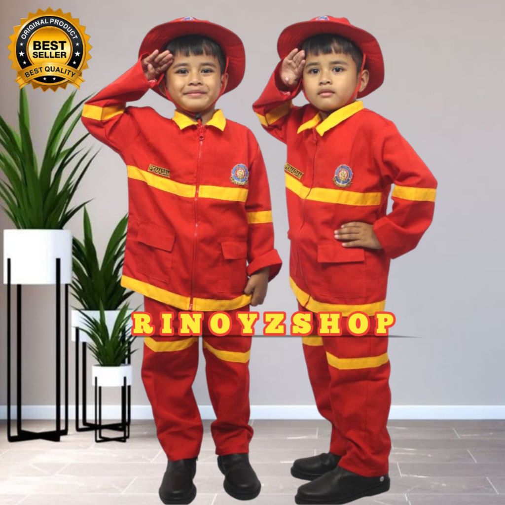 Jual Promo Baju Profesi Anak Damkar Merah / KOSTUM ANAK DAMKAR / BAJU ...
