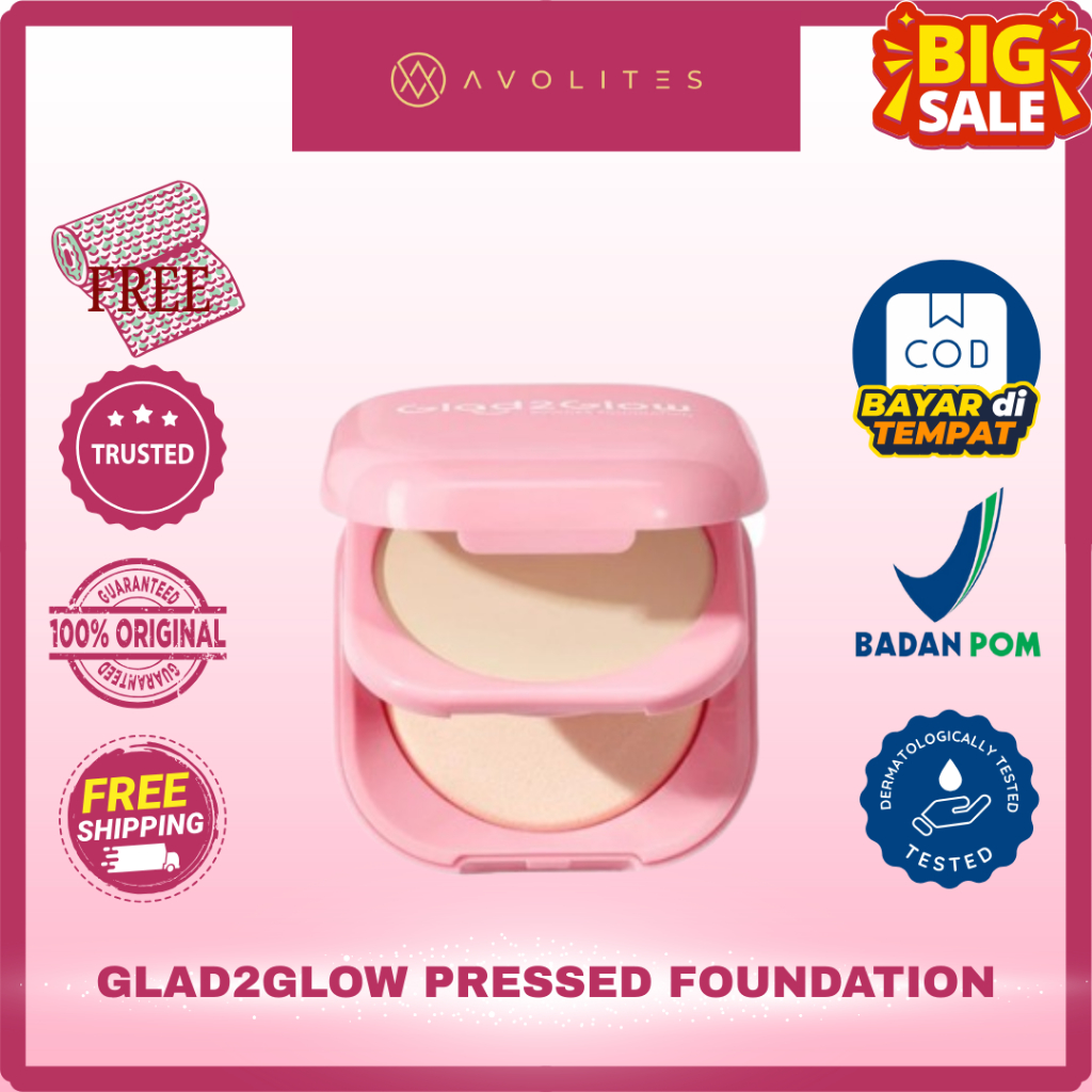 Jual Glad2Glow Perfect Blurring Powder Foundation setting two way cake ...