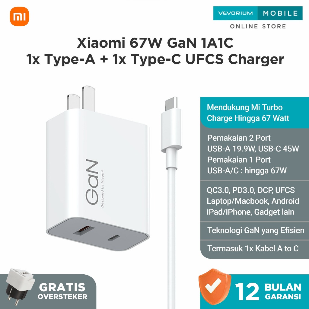 Jual Xiaomi 67W 1C1A GaN 2 Port USB Charger | Mendukung Mi Turbo Charge ...