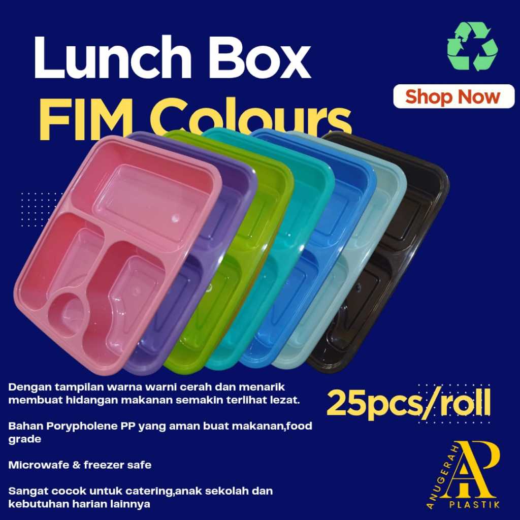 Jual Lunch Box Sekat 4 + Tutup Merek FIM ( BIRU TOSCA ) HARGA 25 PCS ...