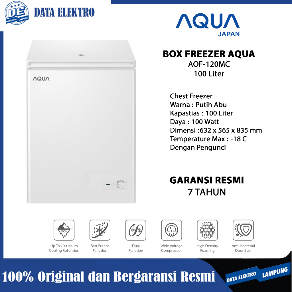 Jual Chest Freezer Box AQUA 100 LITER AQF120MC - GARANSI RESMI 7 TAHUN ...