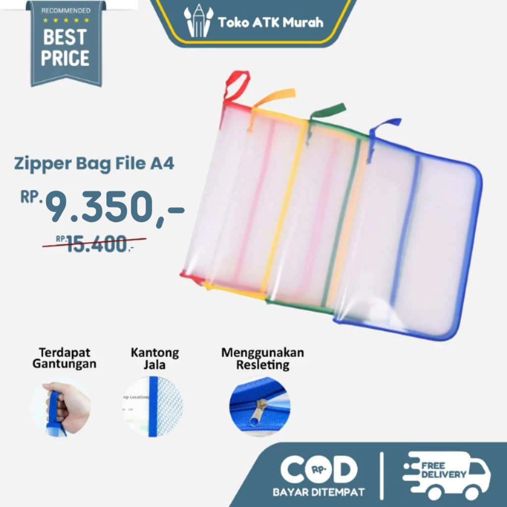 Jual Map Plastik Resleting Jaring Zipper Bag File F4 Tas Dokumen ...
