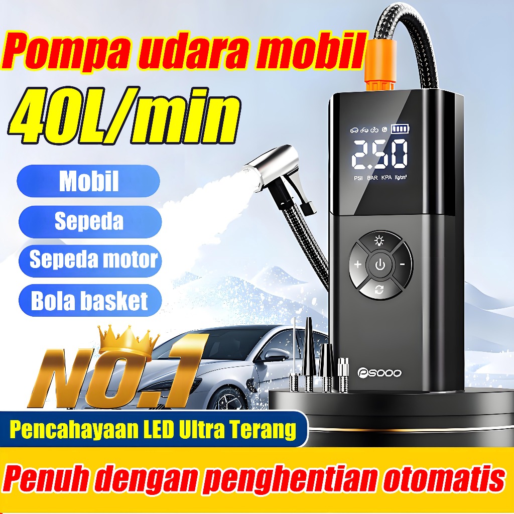 Jual Sekejap penuh! YURUI Pompa ban listrik Dilengkapi lampu penerangan ...