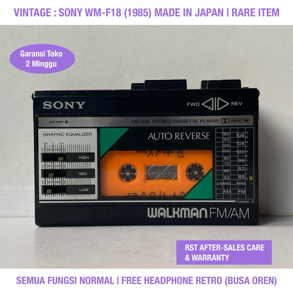 Jual Vintage Walkman: Sony WM-F18 (1985) Made in Japan | Free Headphone ...