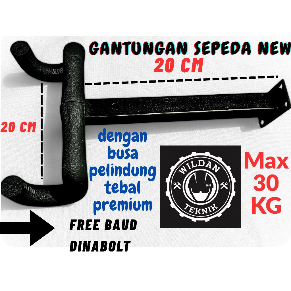 Jual Gantungan sepeda tempel di dinding, bentangan ke depan 25 cm mampu ...