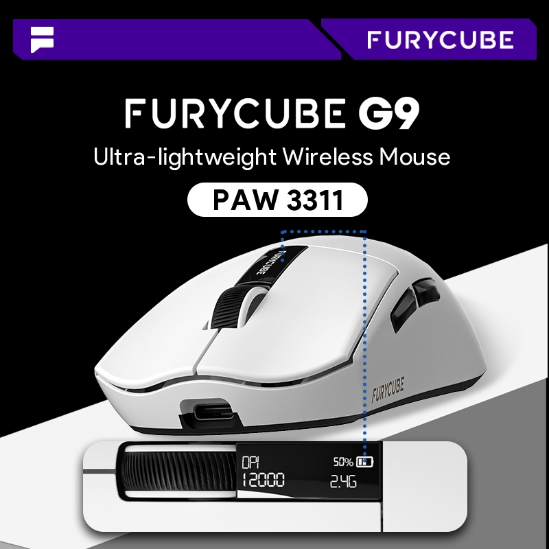 Jual FURYCUBE G9 Gaming Mouse Wireless Bluetooth High DPI PAW3311 RGB Mice Black White Mice With ...