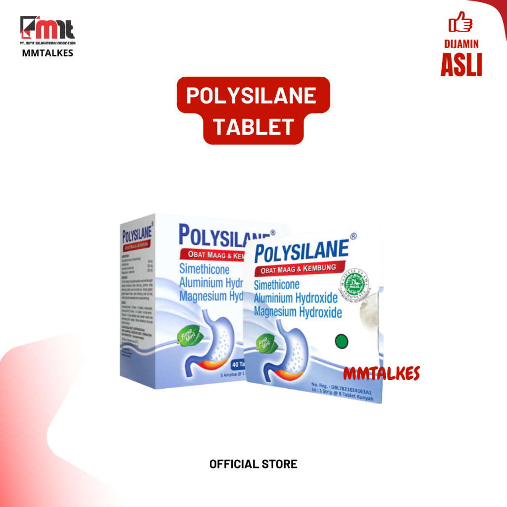 Jual POLYSILANE TABLET KUNYAH MAAG & KEMBUNG – 1 STRIP 8 TABLET / RASA ...