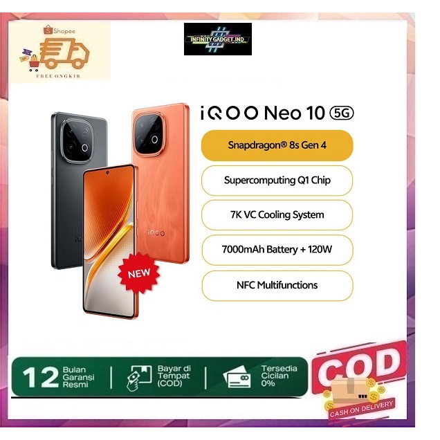 Jual vivo iQOO Neo 10, 1st Snapdragon 8s Gen 4 + Q1 (Dual Chipset), 7K ...