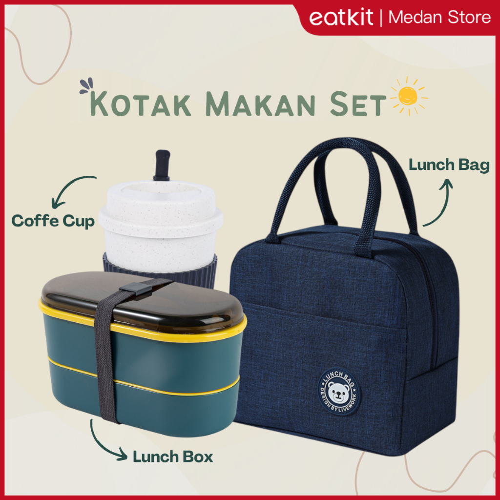 Jual [Medan Ready Stock] Eatkit 3in1 Kotak Makan Set Lunch Box I Tempat Kotak Makan I Lunch Box ...
