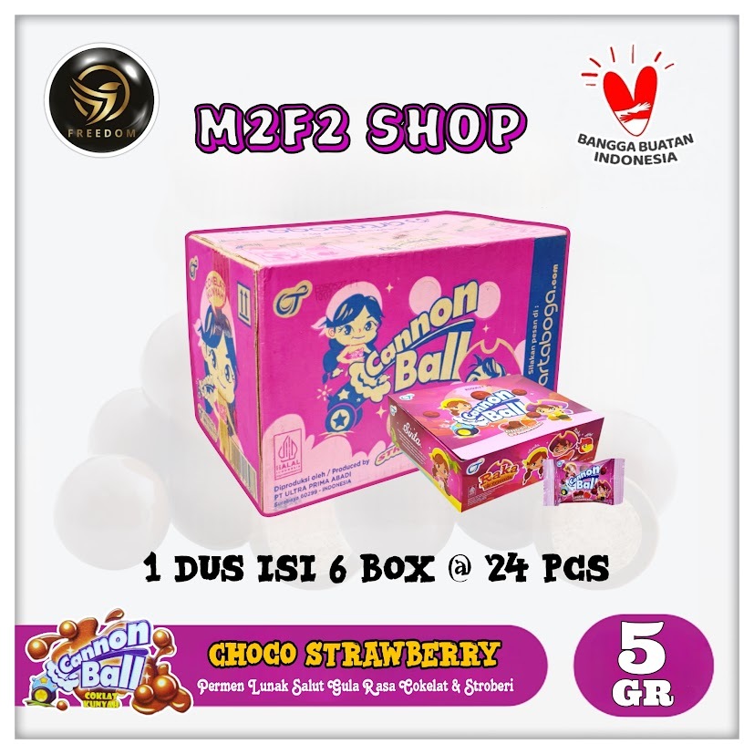 Jual Permen Lunak Cannon Ball Choco Strawberry | Rasa Cokelat Stroberi ...