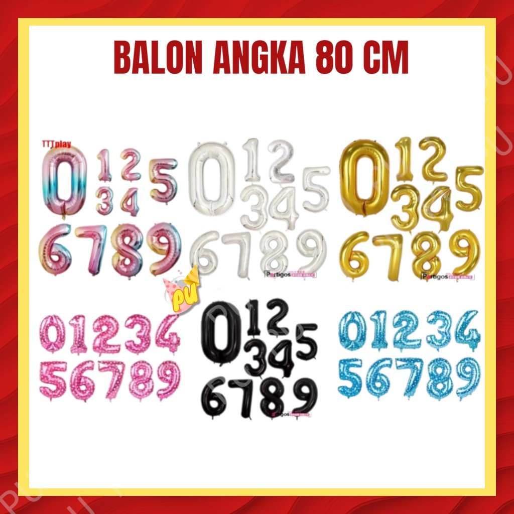 Jual Balon Angka Jumbo 80cm - Balon angka jumbo gold silver pink biru ...
