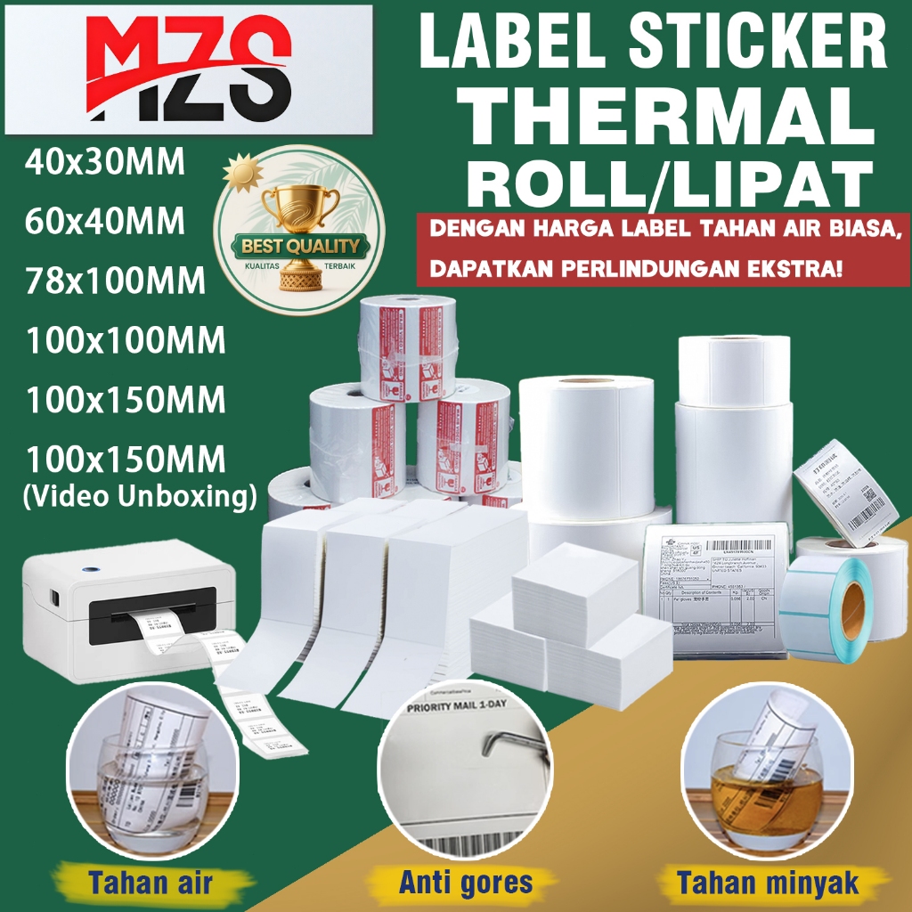 Jual Label Thermal Resi 40x30 60x40 78x100 100x100 100x150mm Stiker ...