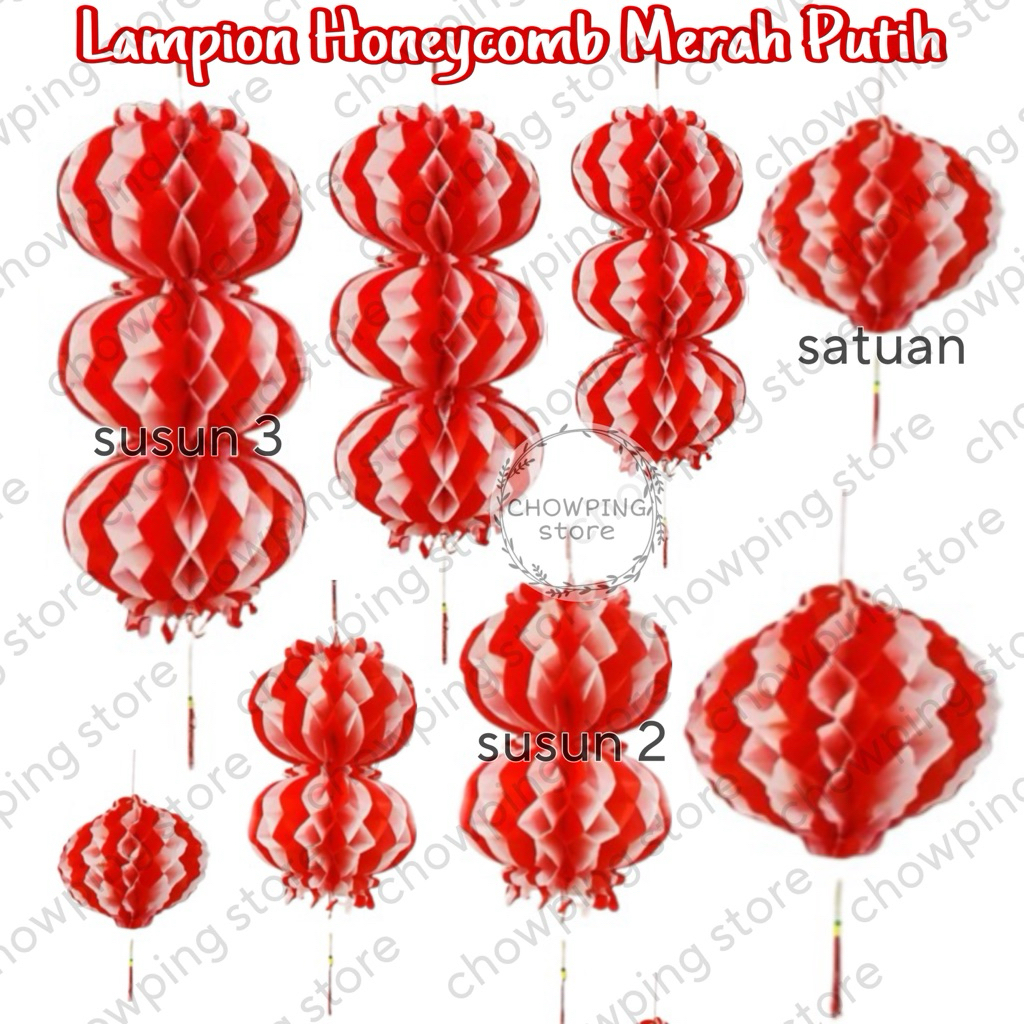 Jual Lampion Lipat Plastik Honeycomb Merah Putih DIrgahayu HUT RI ...