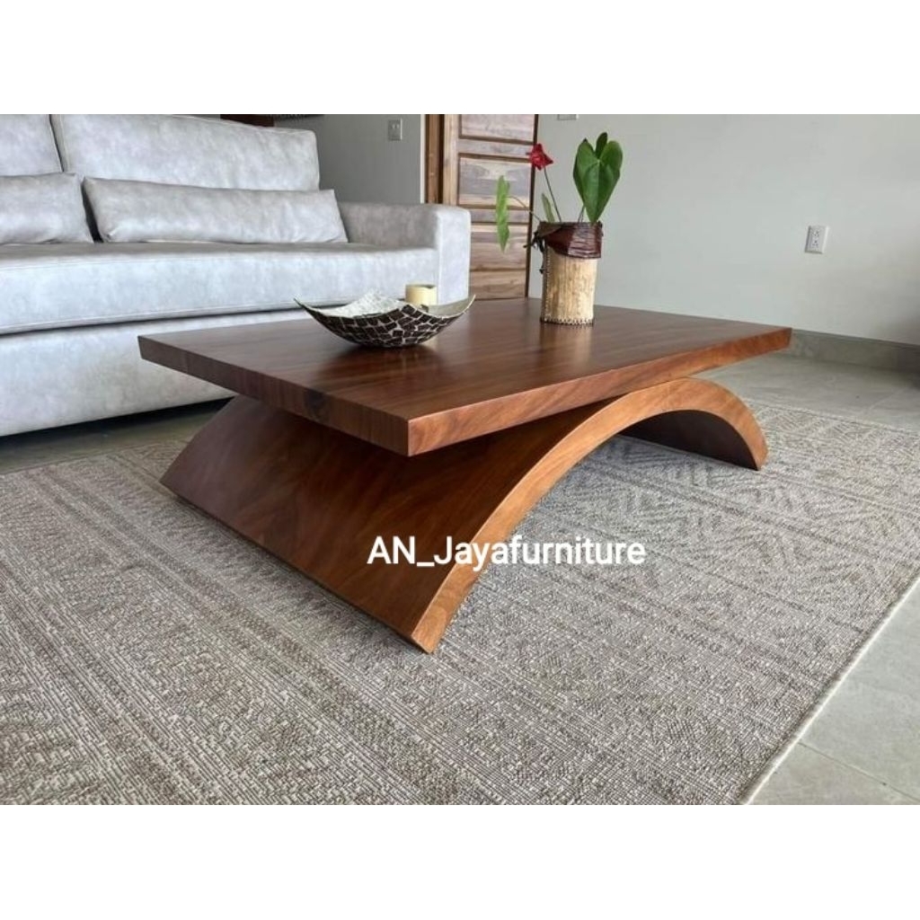 Jual meja tamu minimalis kayu trembesi solid desain terbaru | Shopee ...