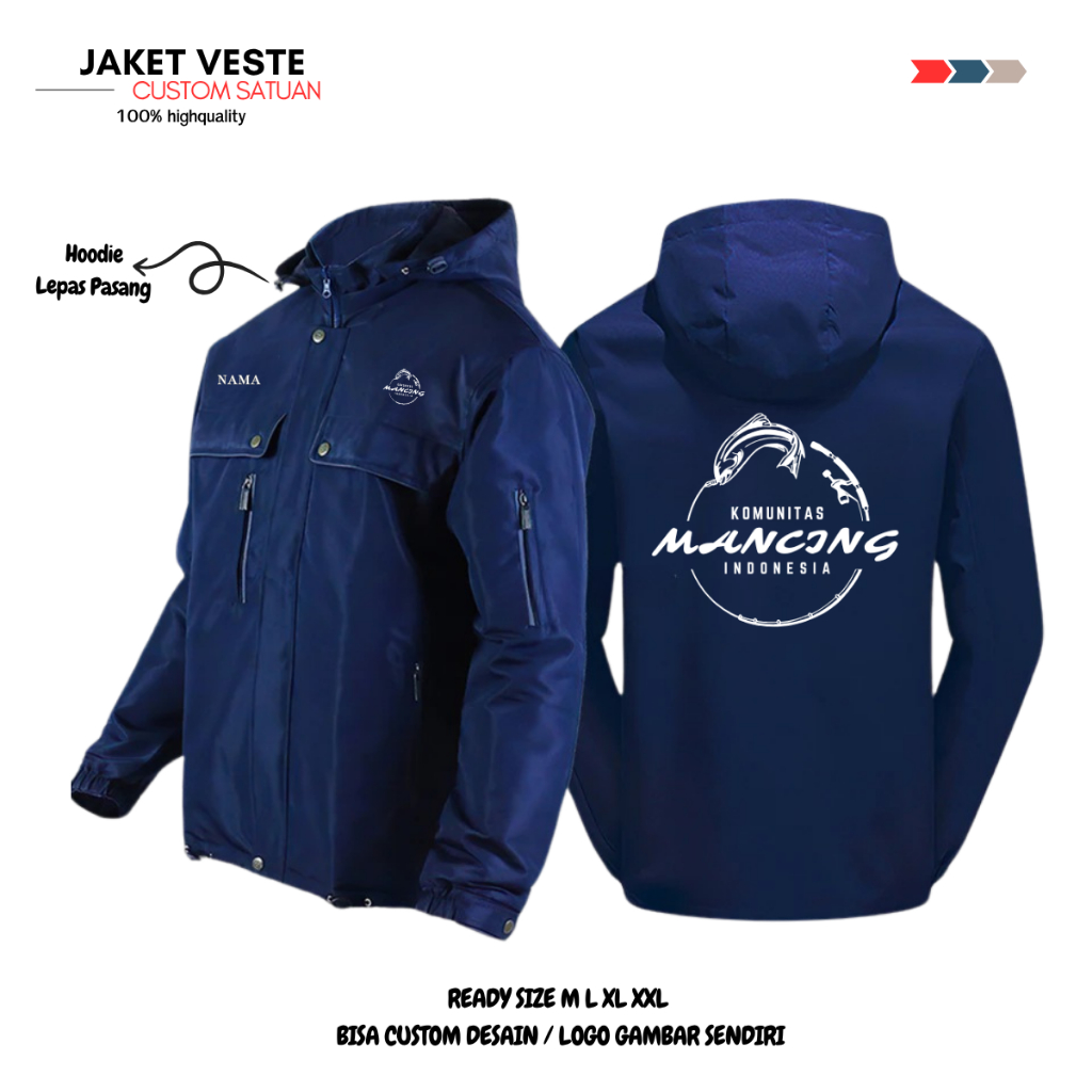 Jual Custom Jaket Mancing Waterproof Tahan Angin Tebal Jaket Pria ...