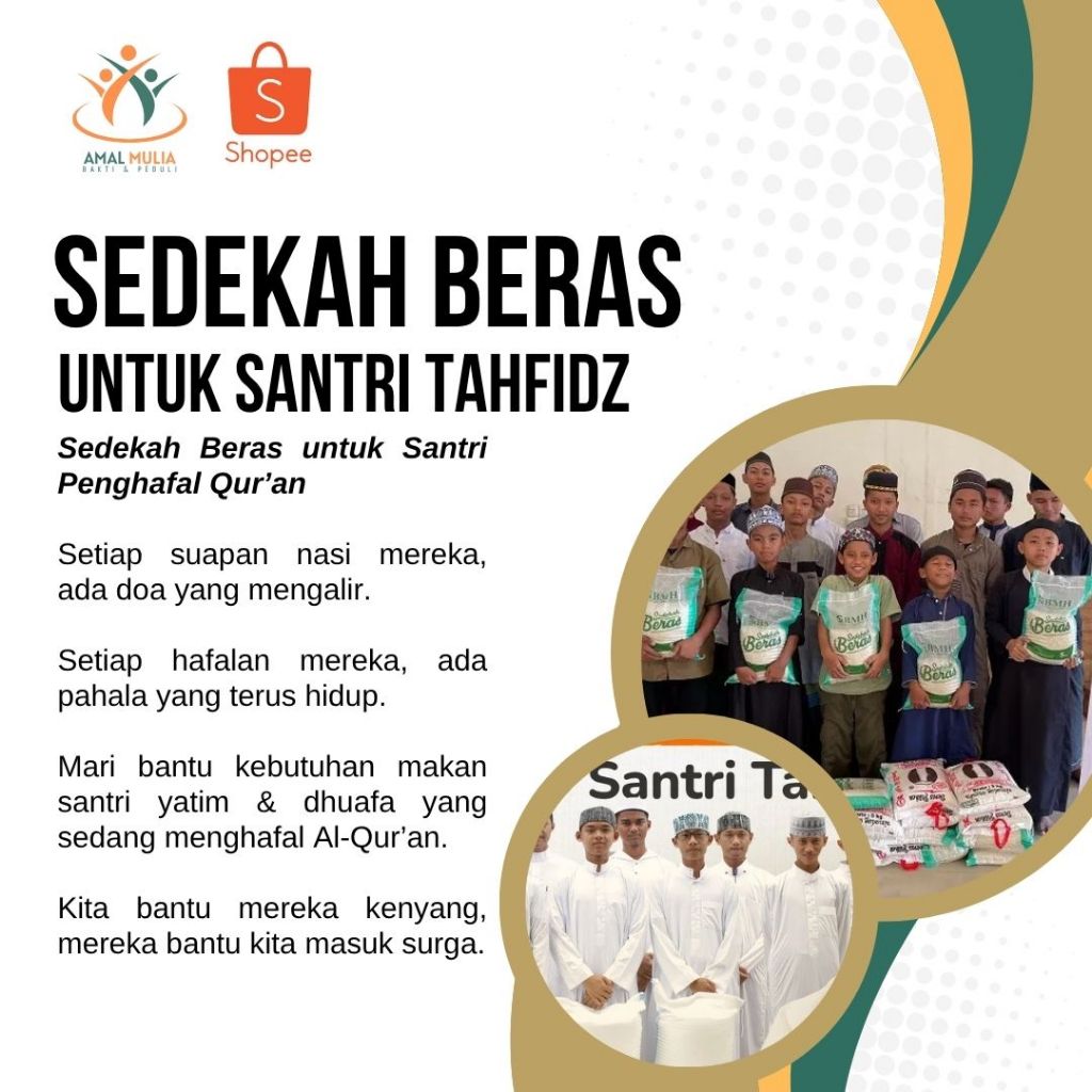 Jual Amal Mulia Sedekah Beras untuk Santri Tahfidz | Shopee Indonesia