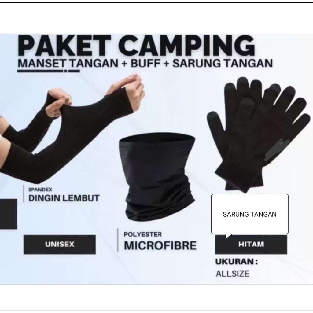 Jual Paket Camping Manset Tangan + Buff+sarung tangan | Shopee Indonesia