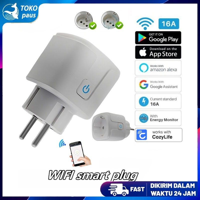 Jual Wireless WiFi Smart Plug Socket 16A/with Colokan Energy Monitoring ...