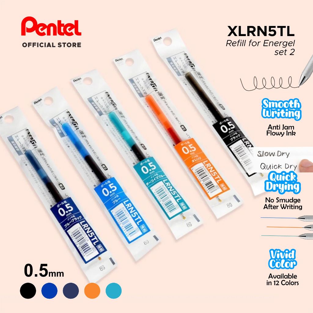 Jual Refill Pentel for Energel Pen Pulpen 0.5mm - XLRN5TL Set 2 | Isi ...
