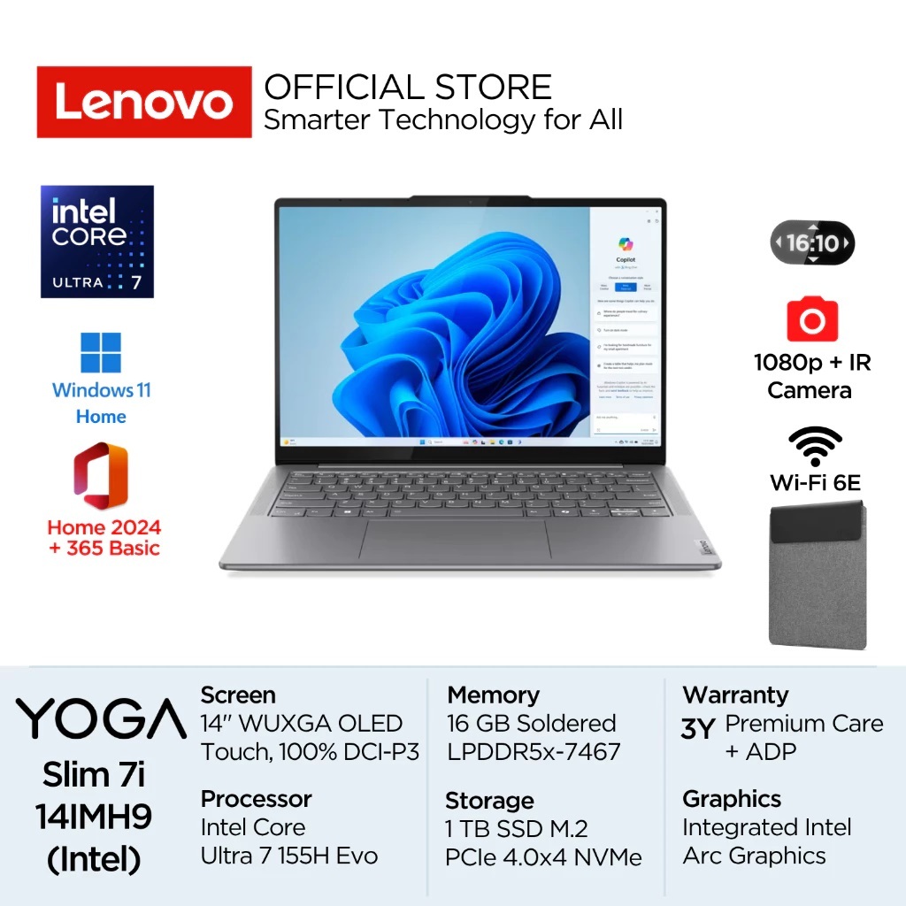Jual Lenovo Yoga 7 Slim 14IMH9 Core Ultra 7 155H 16GB 1TB Win11+OHS 14 ...