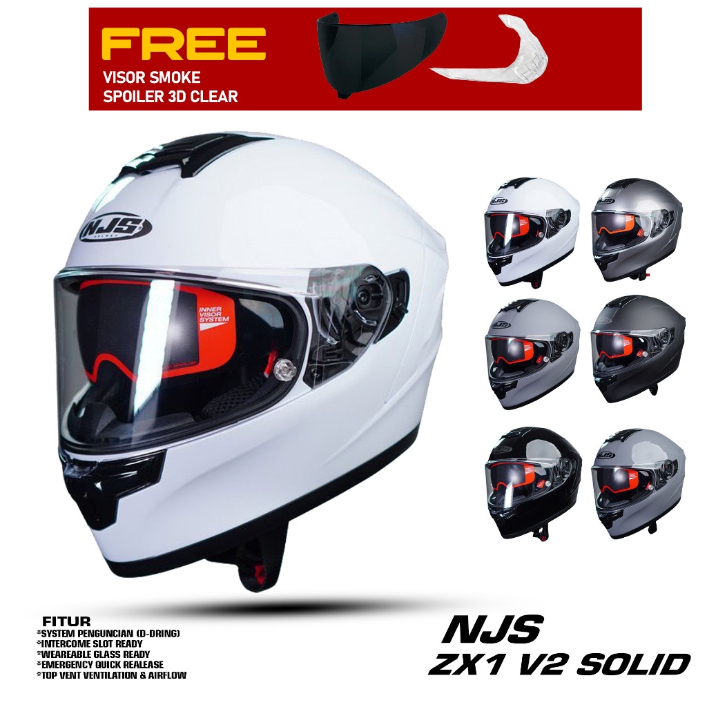 Jual Helm NJS ZX-1 V2 SOLID Helm ZX1 NJS Full Face SNI | Shopee Indonesia