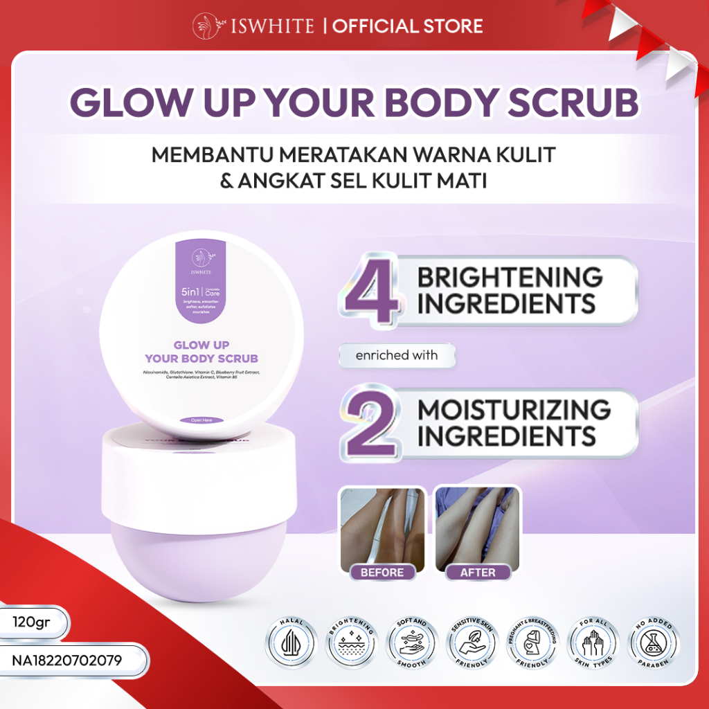 Jual ISWHITE Glow Up Your Body Scrub 120gr - Body Scrub Whitening Scrub ...