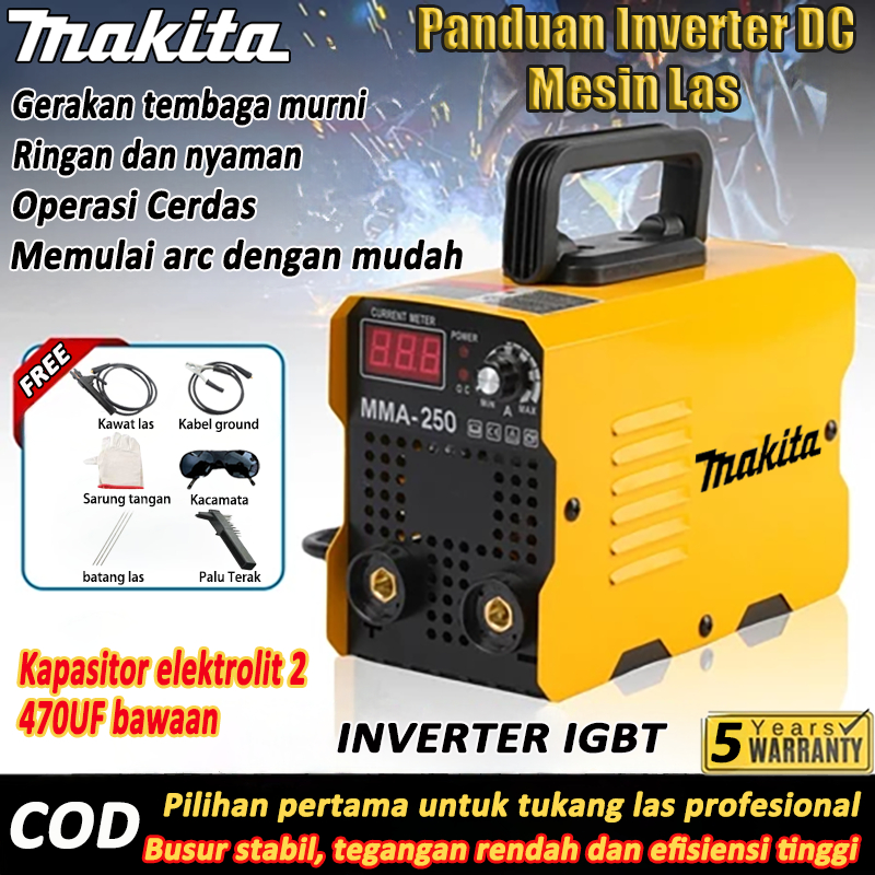 Jual Mesin Las MAKITA Inverter MMA-250 IGBT 450 watt - Welding Machine ...