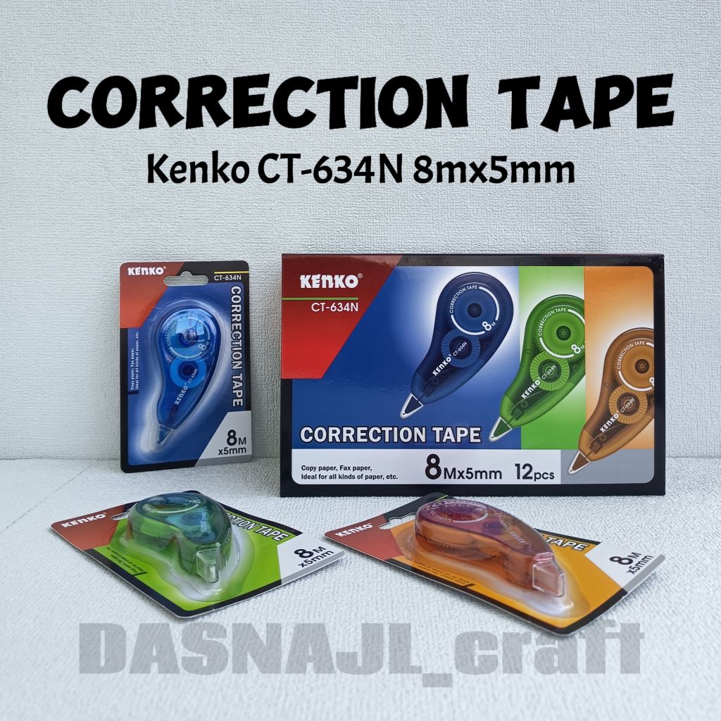 Jual ( 1 pack / 12 pcs ) Correction Tape Kenko CT-634N 8mx5mm Tipe-X ...