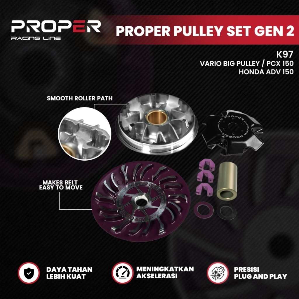 Jual PULLEY SET GEN 2 FOR VARIO BIG PULLEY/PCX 150/ADV 150 K97 PROPER ...