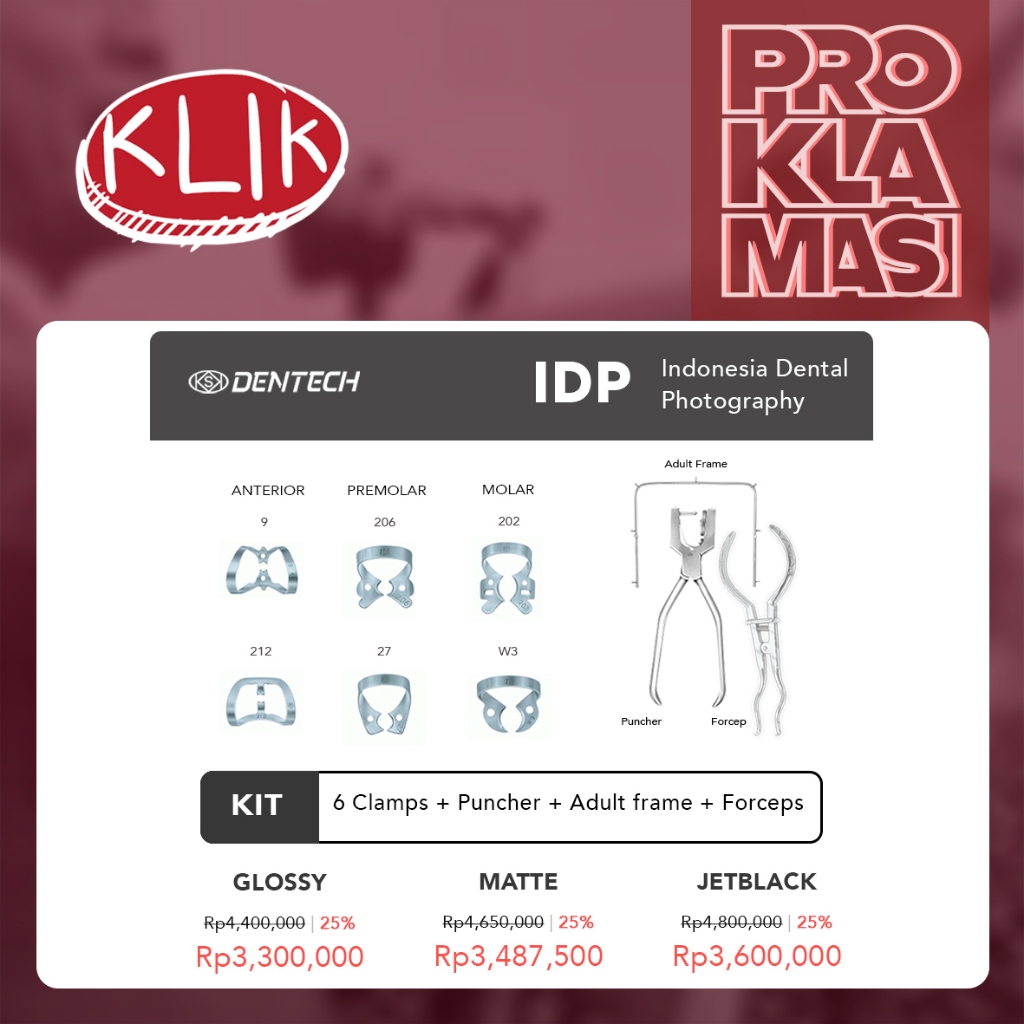 Jual KLIK DENTAL KSK Clamp IDP Set Complete Kit Silver / Glossy ( 6 ...