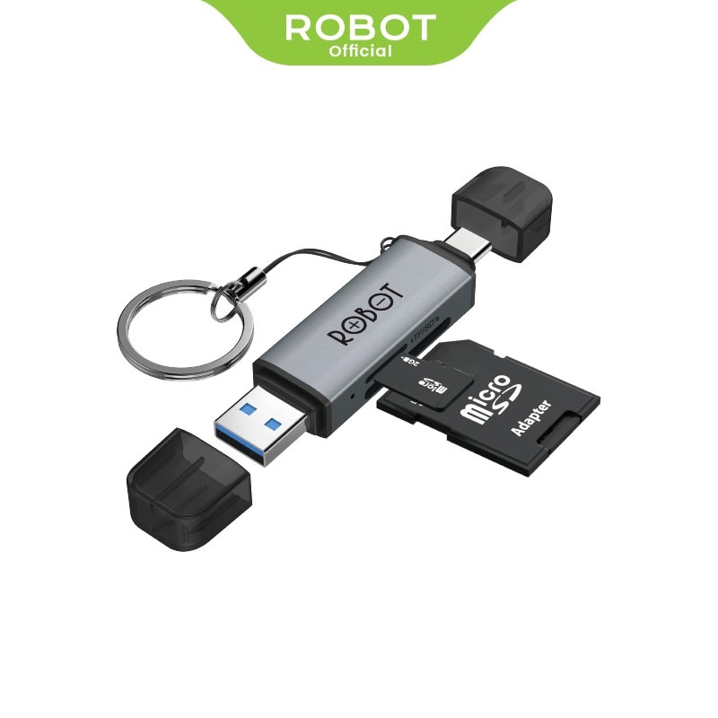 Jual ROBOT Card Reader CR202S Grey 2 in 1 USB 3.0 Type-C OTG Memory ...