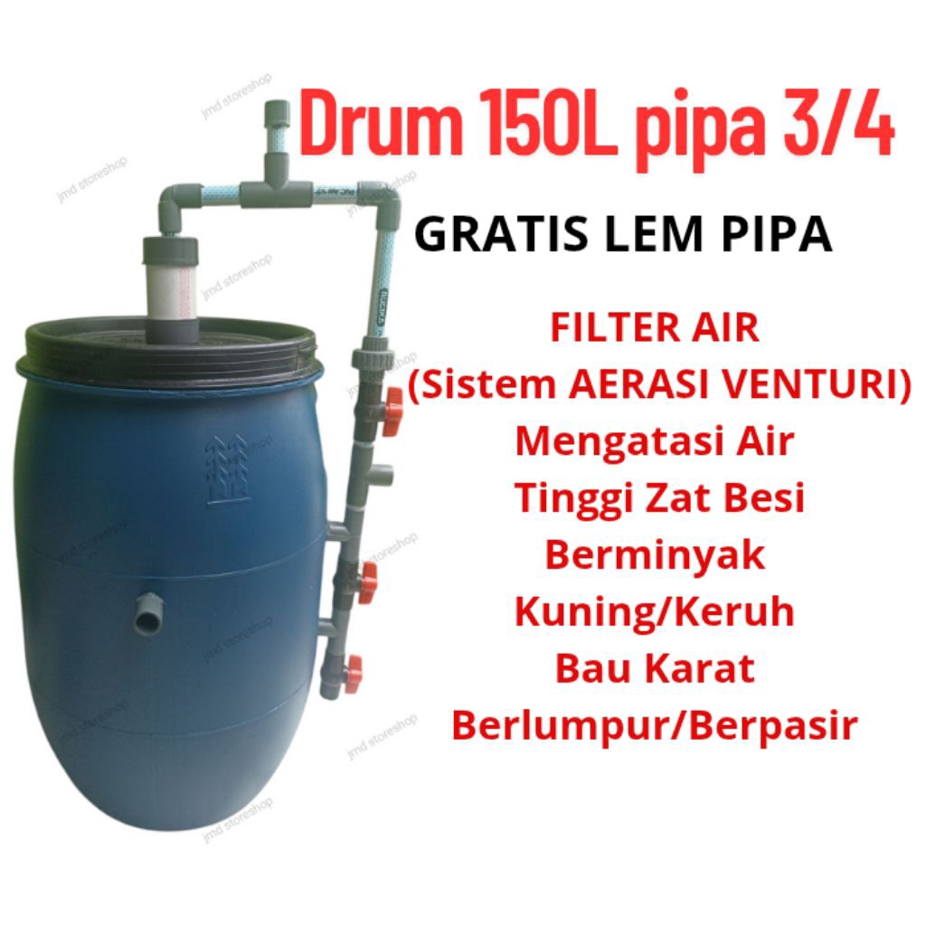 Jual Filter air drum 150L/120L pipa 3/4" (sistem aerasi venturi) filter ...