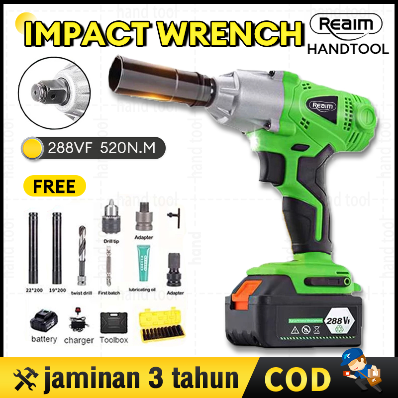 Jual Reaim Cordless impact wrench 288V mesin buka tutup baut impek ...