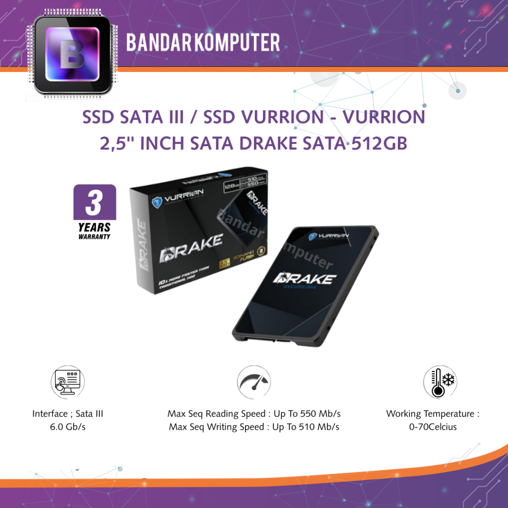 Jual SSD SATA III / SSD VURRION - VURRION 2,5'' INCH SATA DRAKE SATA ...