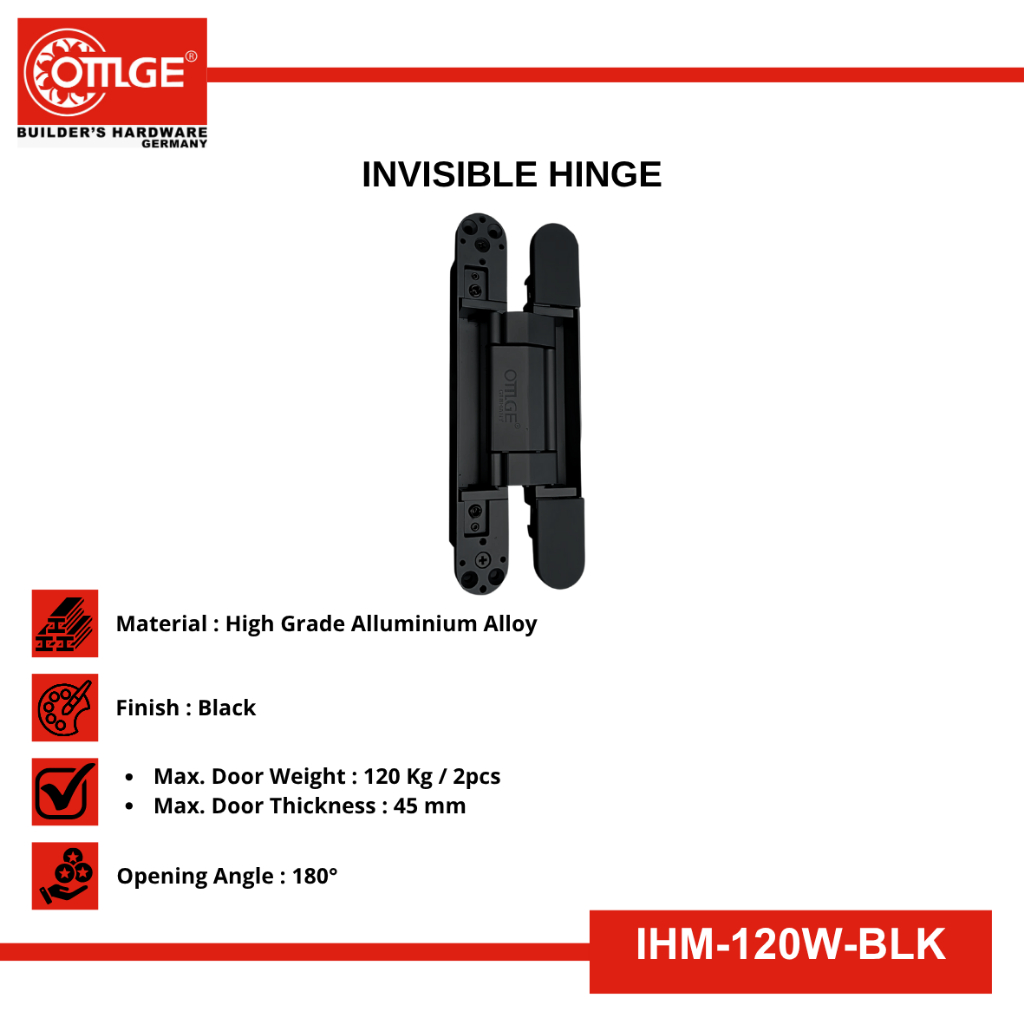 Jual INVISIBLE HINGE/ENGSEL TANAM OMGE IHM-120W-BLK | Shopee Indonesia