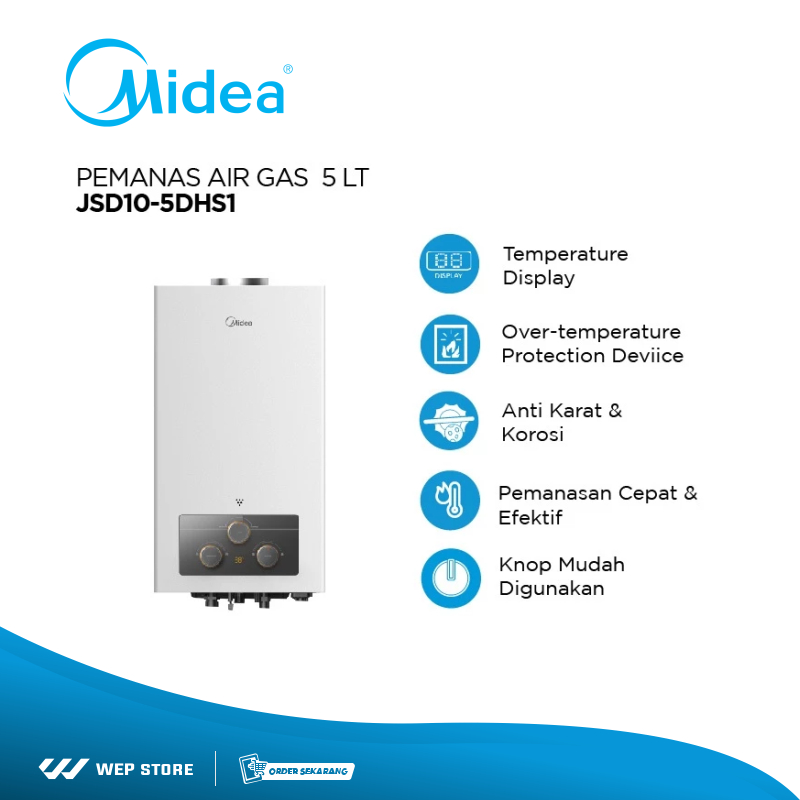 Jual Midea Water Heater Gas 5L Anti Dry Heating & Flame Out Protection ...