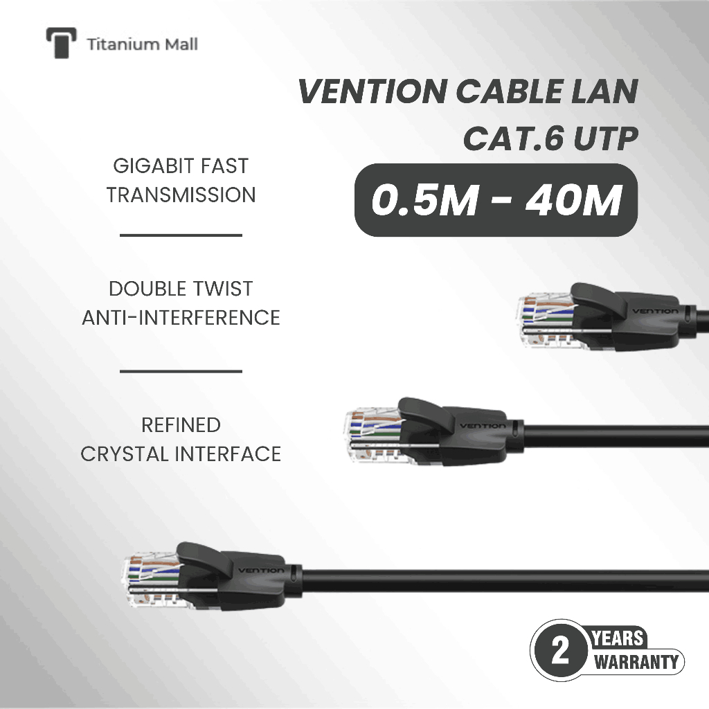 Jual Kabel LAN VENTION Cat.6 UTP RJ45 IBE Warna Hitam Panjang | Support ...