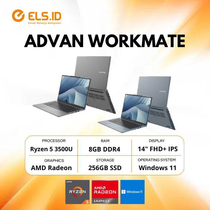 Jual Advan Workmate Ryzen 5 3500U 8GB SSD 256GB 14" FHD W11 | Shopee Indonesia