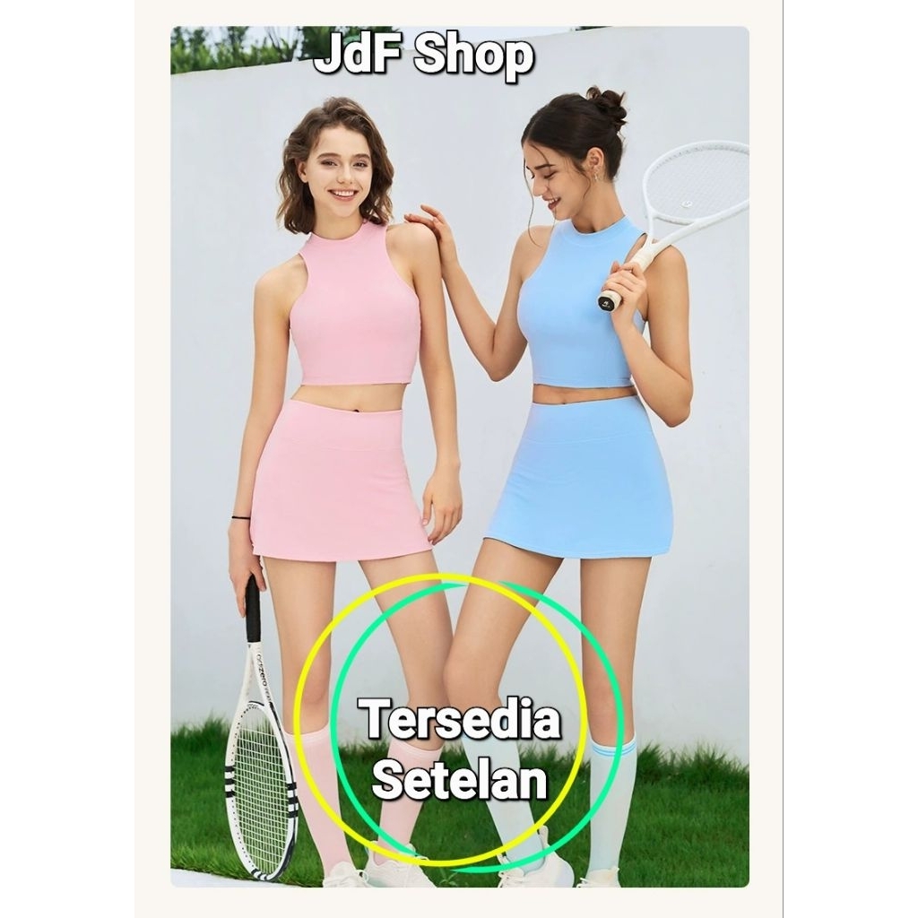 Jual JdF Shop 2435 3435 - Cami Setelan Skort Olah Raga Halter Neck Crop ...