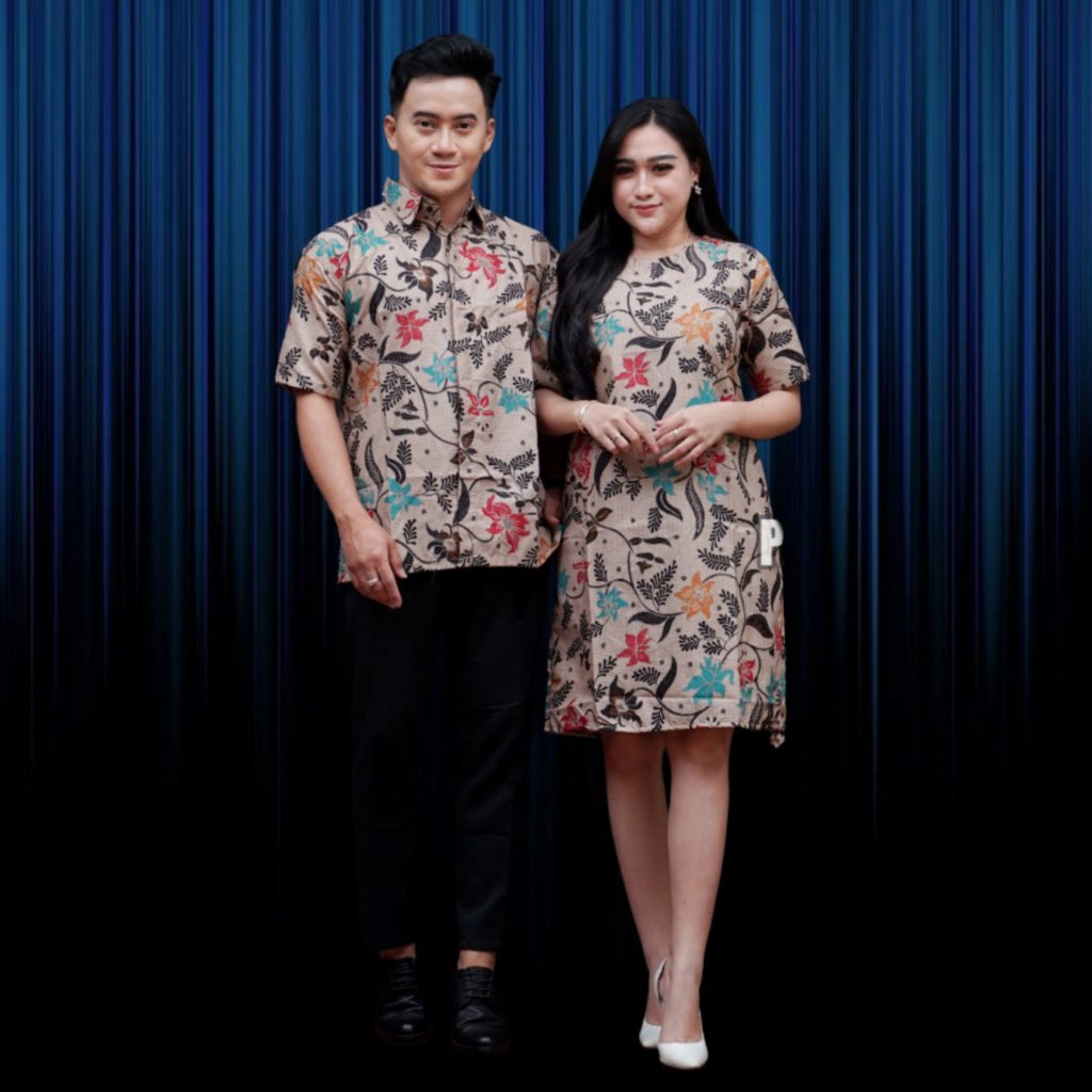 Jual Couple Dress Batik Harga sepasang Terbaru motif Salju Teratai ...