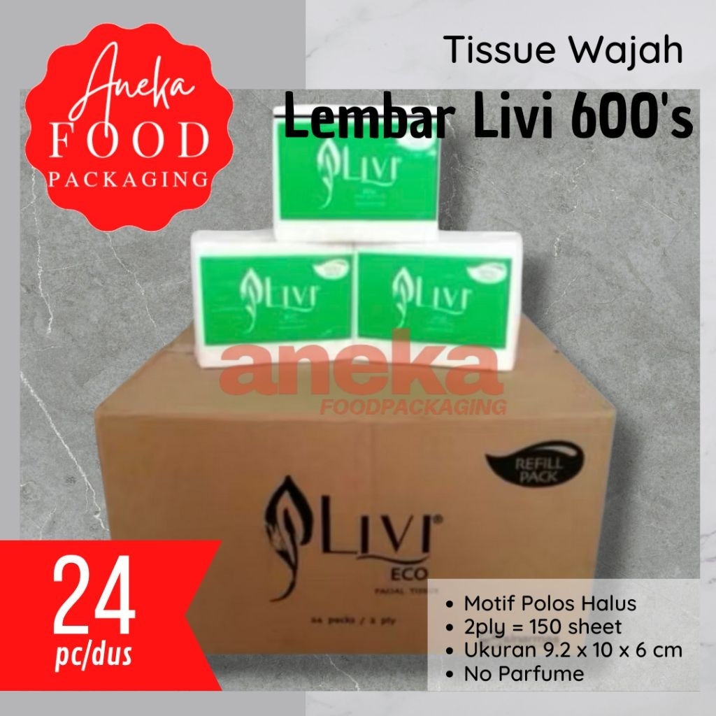 Jual GOJEK- 1 dus- Tissue facial refill 600's LIVI/tissu lembar eco ...