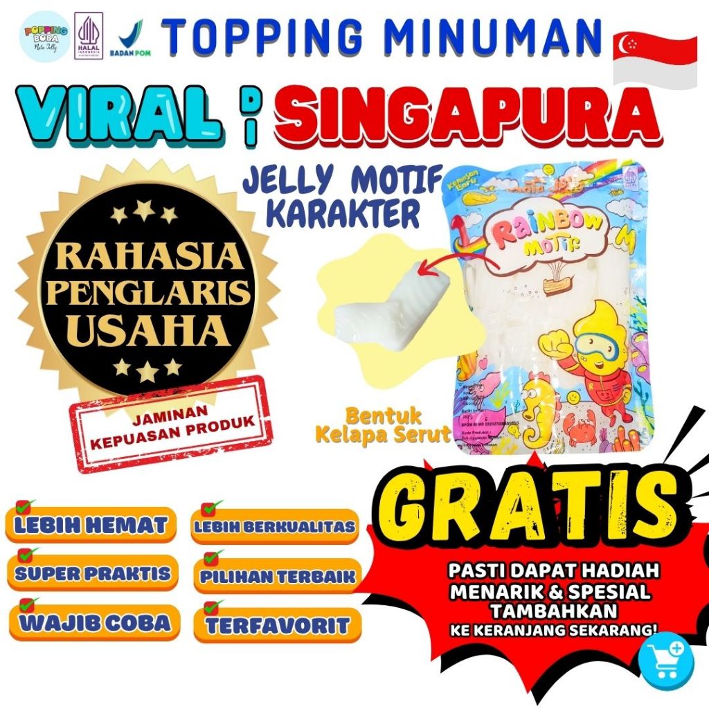 Jual Jelly Motif Karakter Topping Minuman - Jelly Bentuk Kelapa Cocok ...