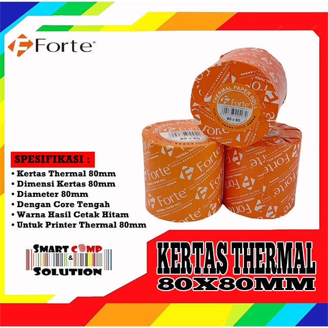 Jual Kertas Thermal Kasir Forte 80x80mm / 80x80 mm Paper Nota Printer ...