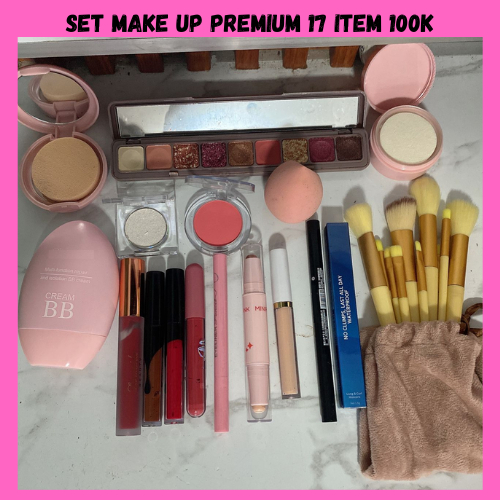 Jual PAKET SET MAKEUP PREMIUM 17 ITEM 100K TERLENGKAP | Shopee Indonesia
