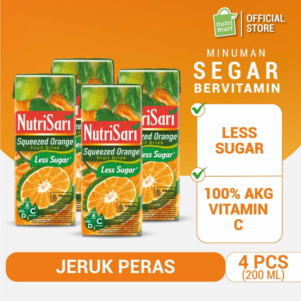 Jual 4 Pack - NutriSari RTD Squeezed Orange 200 ml - Minuman Jeruk ...