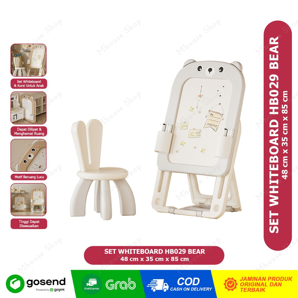 Jual SET PAPAN TULIS PORTABLE WHITEBOARD KURSI ANAK HB029 FREE SPIDOL ...