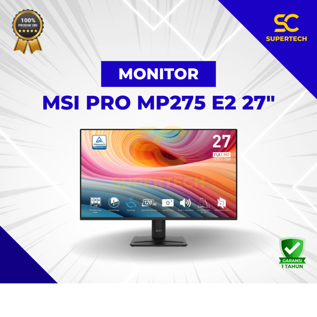 Jual MSI MONITOR PRO MP275 E2 (27"/FHD/IPS/120Hz/1ms/HDMI/DP/VGA ...