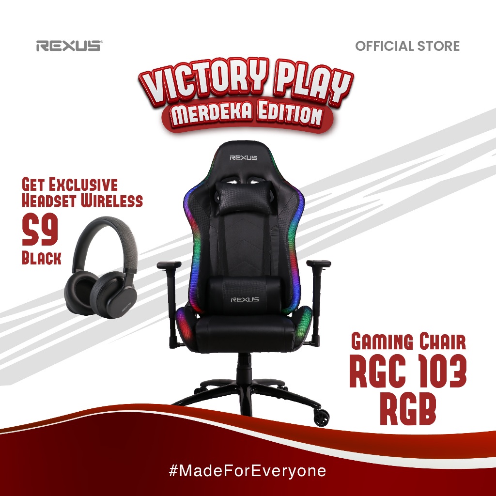 Jual (Free Headset S9 Black) Rexus Gaming Chair RGC 103 RGB New ...